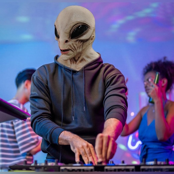 Costumes | Alien Mask Scary Latex Ufo Head Mask Realistic Alien Face ...